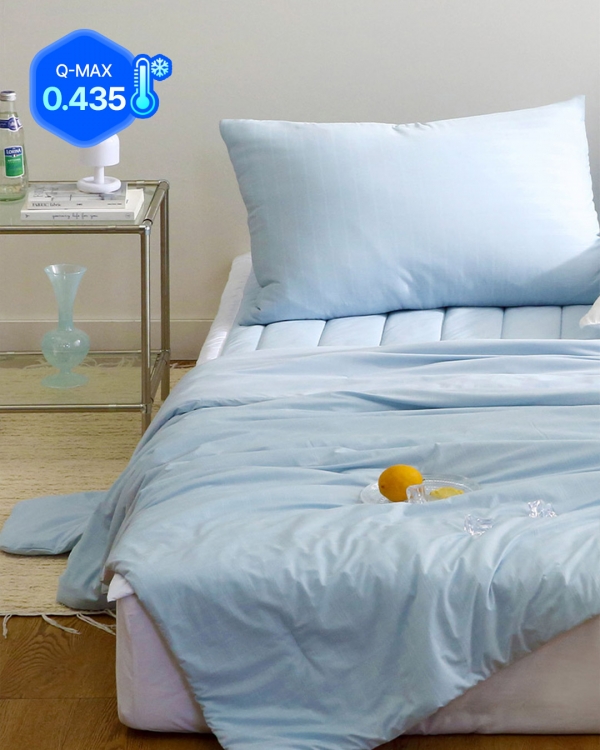 유니아이스 아이스쿨 체크 냉감 차렵이불 - 블루 [S/SS,Q/K]